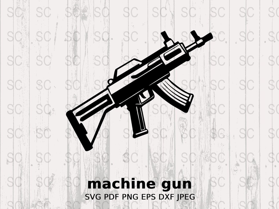 Machine Gun Silhouette SVG, Automatic Weapon Icon Clipart, Firearm Cut ...