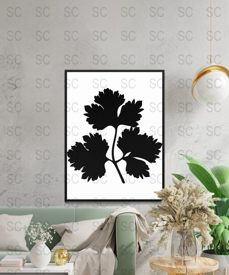 Cilantro Silhouette SVG, Herb Clipart, Fresh Spice Vector, Organic Food ...
