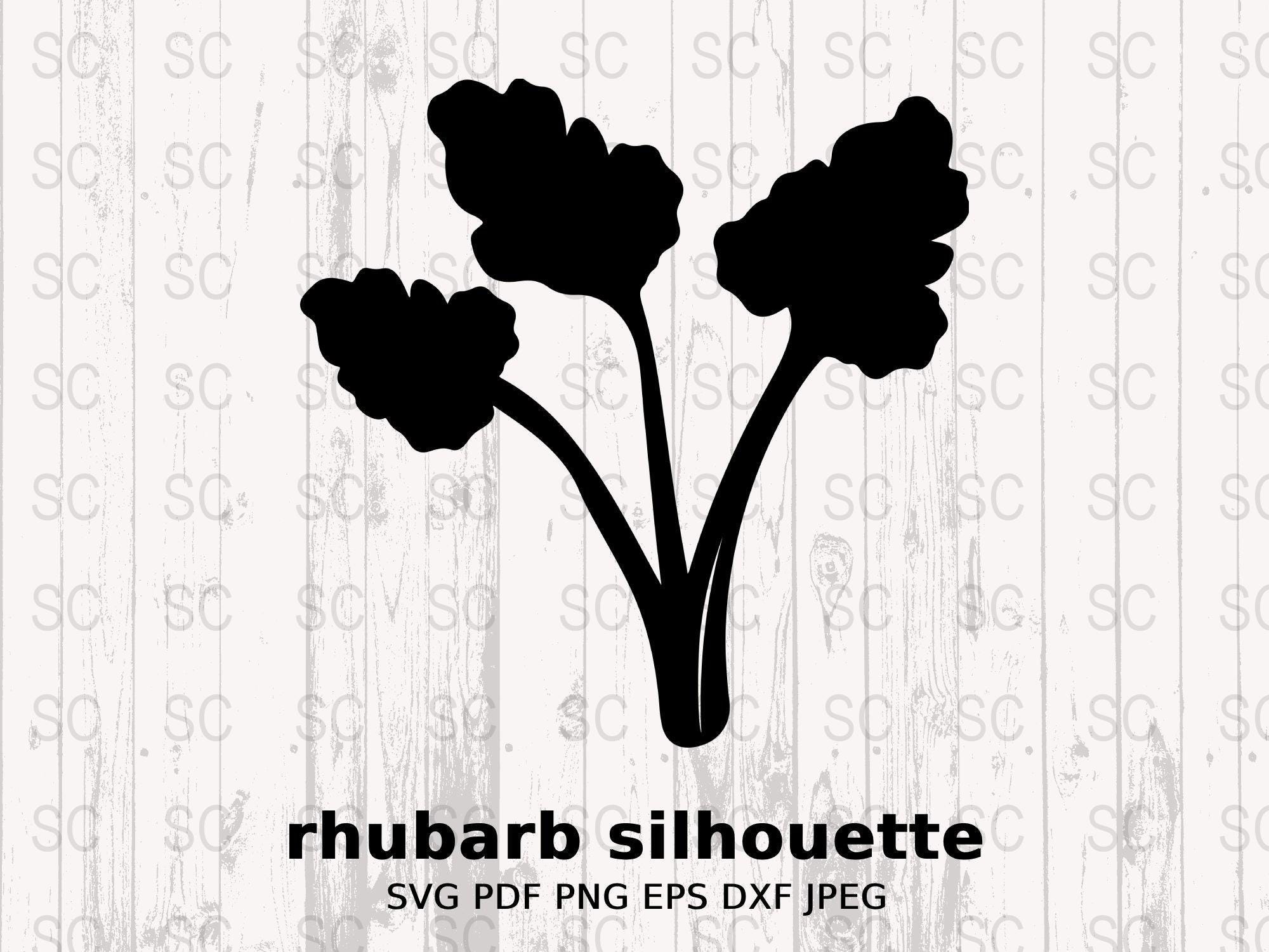 Rhubarb Silhouette SVG, Leafy Vegetable Clipart, Organic Food Vector ...