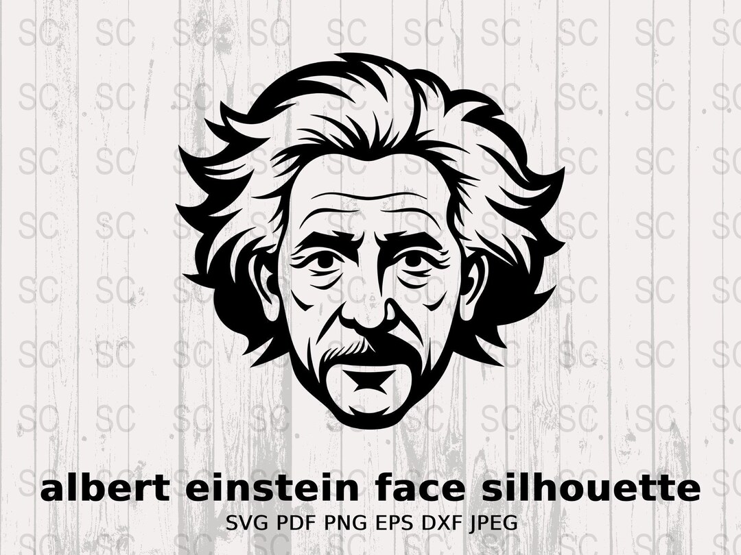 Albert Einstein Face Silhouette SVG, Famous Scientist Icon Clipart ...