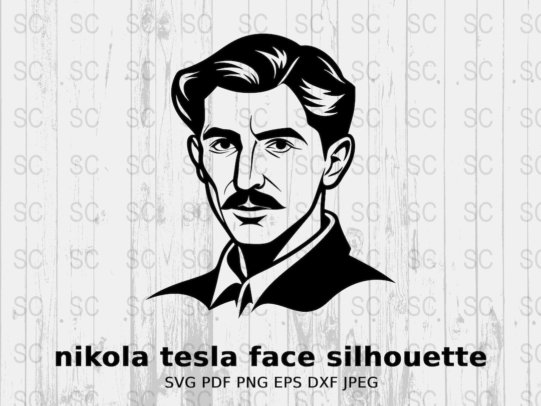 Nikola Tesla Face Silhouette SVG, Inventor Portrait Clipart, Historical ...