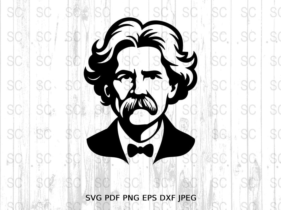 Mark Twain Silhouette SVG, American Writer Clipart, Literary Icon ...