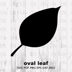 Oval Leaf Silhouette SVG, Elliptical Leaf Clipart, Botanical Foliage ...