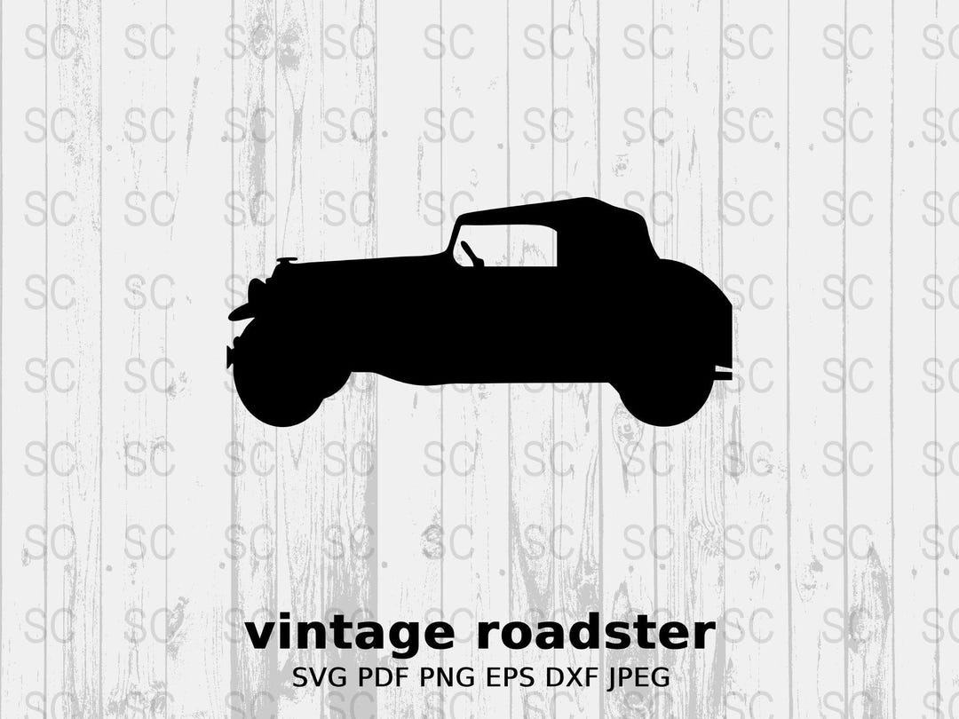 Vintage Roadster Silhouette SVG, Classic Car Clipart, Retro Vehicle ...
