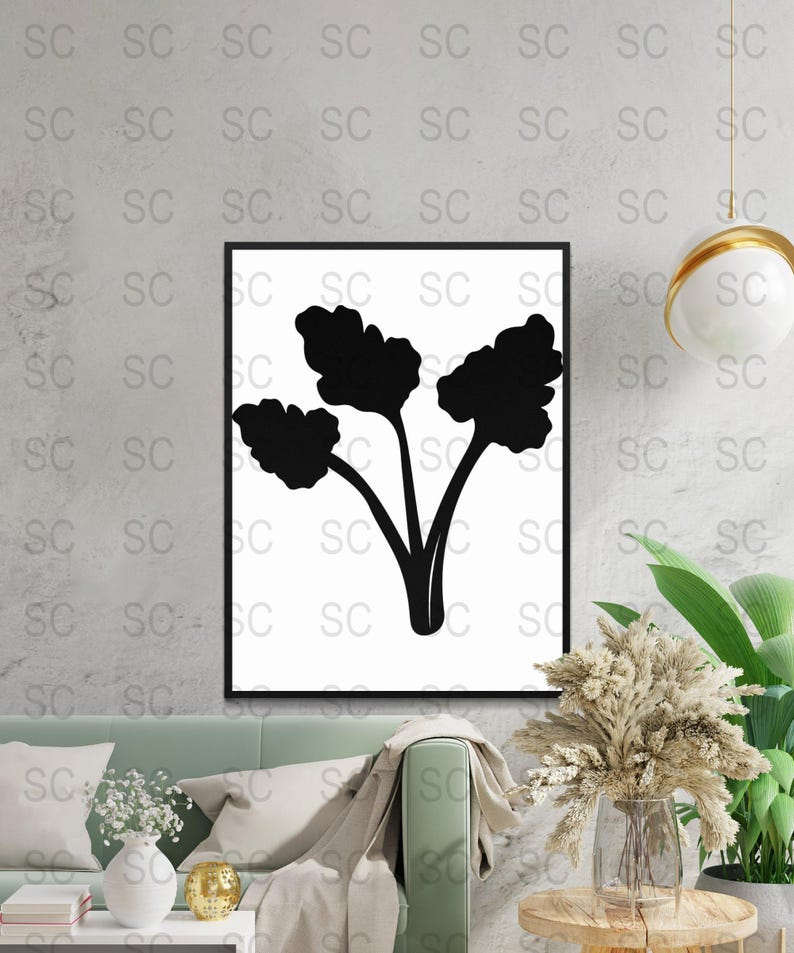 Rhubarb Silhouette SVG, Leafy Vegetable Clipart, Organic Food Vector ...