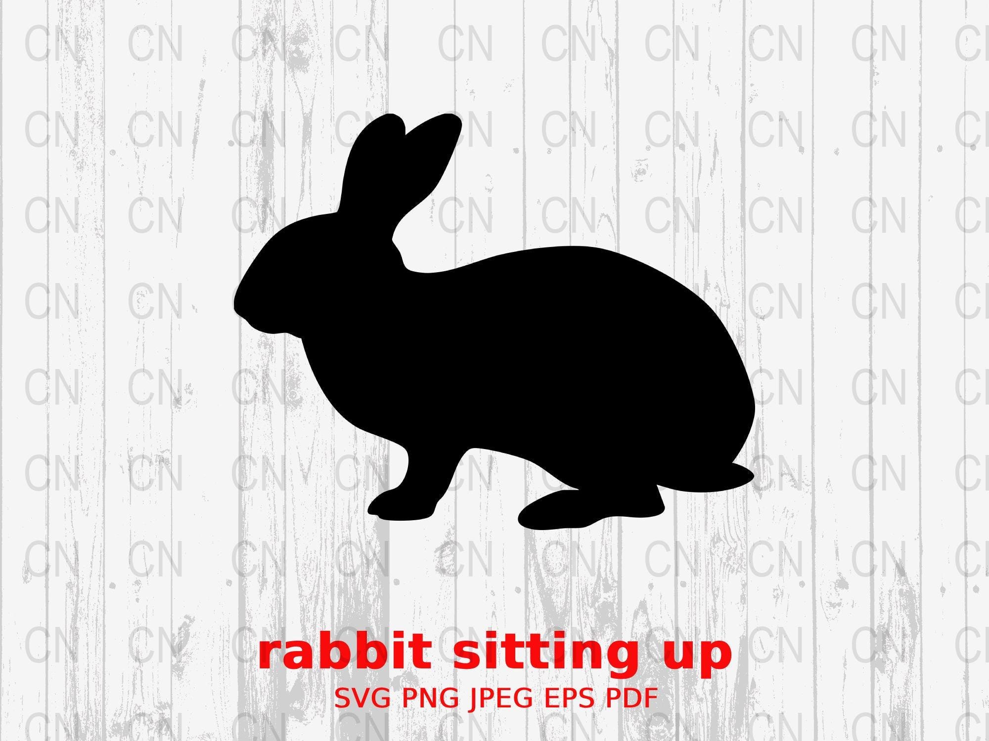 Charming Rabbit Sitting up Silhouette SVG, Cute Bunny Clipart, Animal ...