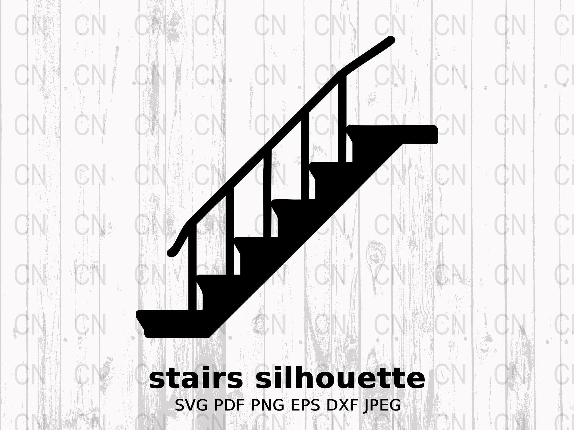 Stairs Silhouette SVG, Staircase Clipart, Stair Step Vector ...