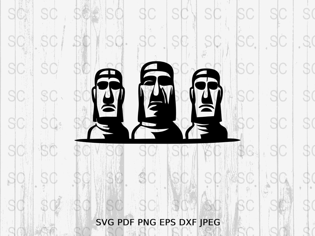 Easter Island Moai Statues SVG, Chile Landmark Clipart, Moai Silhouette ...