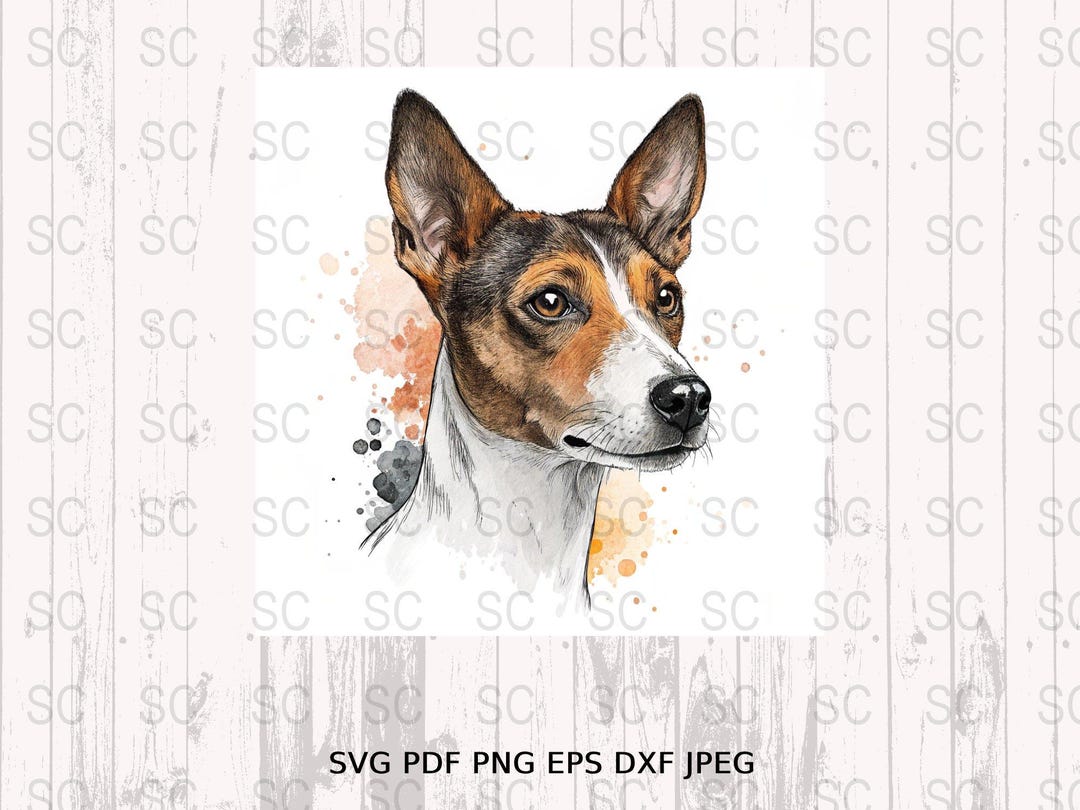 Basenji Watercolor Splash Art Print - Elegant Dog Painting - Digital ...