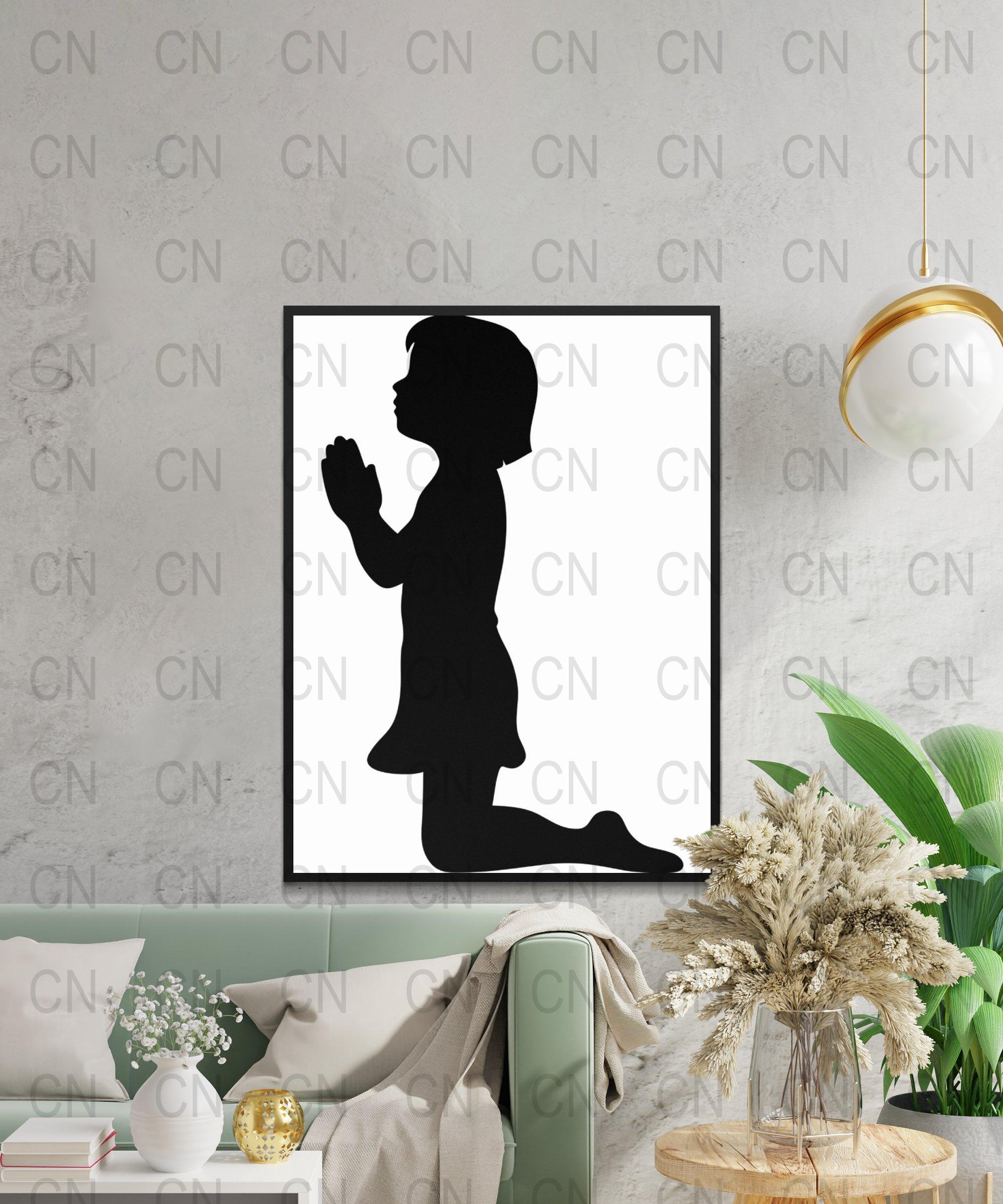 Praying Child Silhouette,praying Child SVG, Religious Silhouette, Faith ...