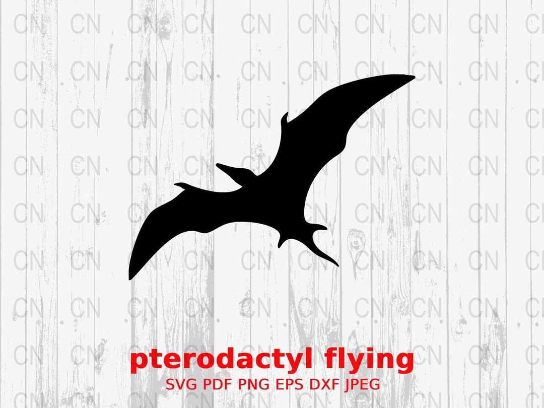 Pterodactyl Silhouette SVG, Dinosaur Clipart, Jurassic Cut File, Flying ...