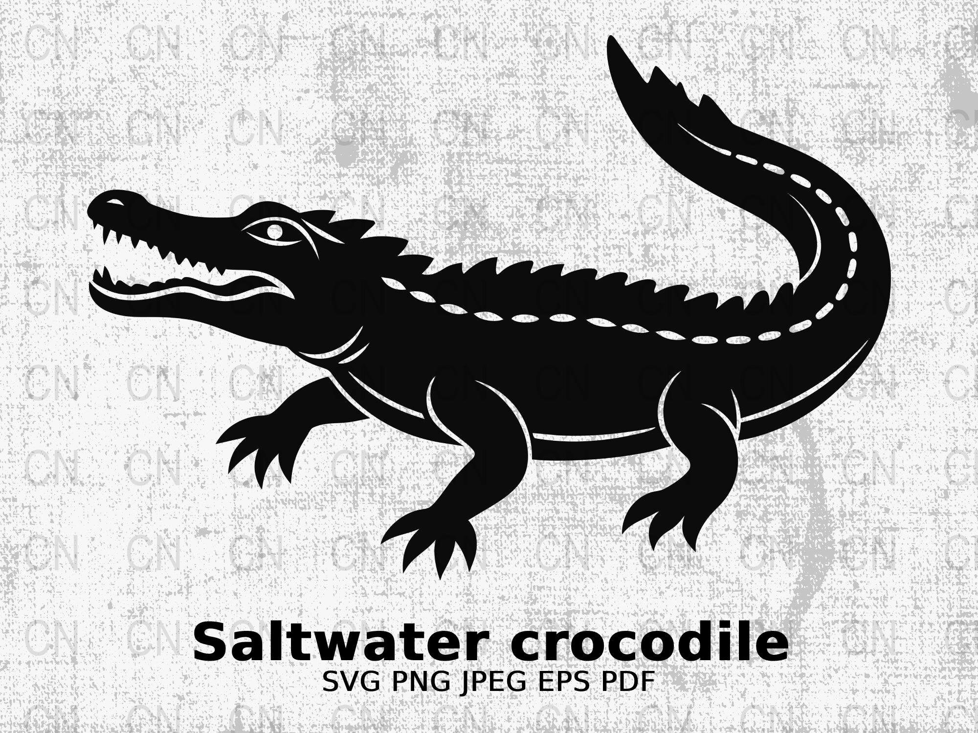 Saltwater Crocodile Svg Png Jpeg Dxf, Vector Cutting Files for ...