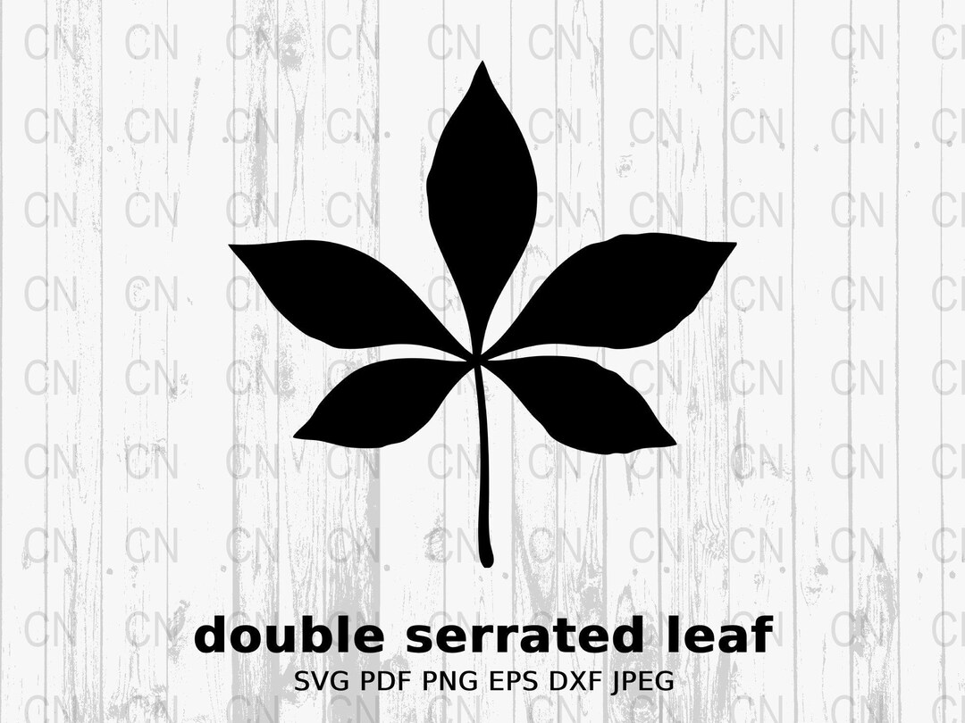 Double Serrated Leaf Silhouette SVG, Jagged Edge Leaf Clipart ...