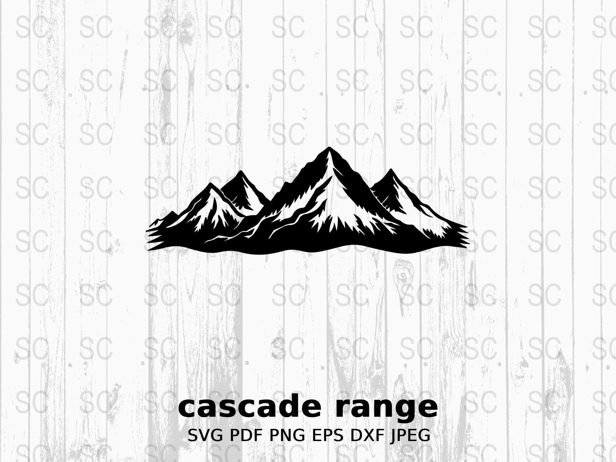 Cascade Range Icon Silhouette SVG, Pacific Northwest Mountain Range ...