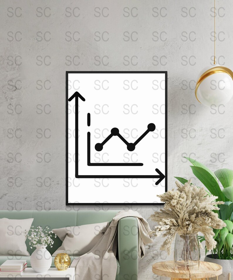 Icono de gráfico de líneas, silueta SVG, gráfico de datos, vector de ...