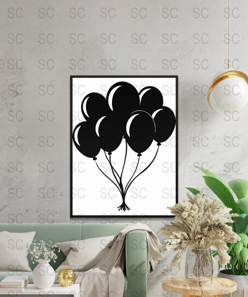Silueta de globos SVG, clipart de decoración de fiesta, vector de ...