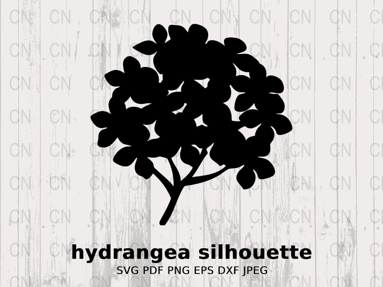 Hydrangea Silhouette, Hydrangea Flower SVG, Floral Silhouette, Nature ...