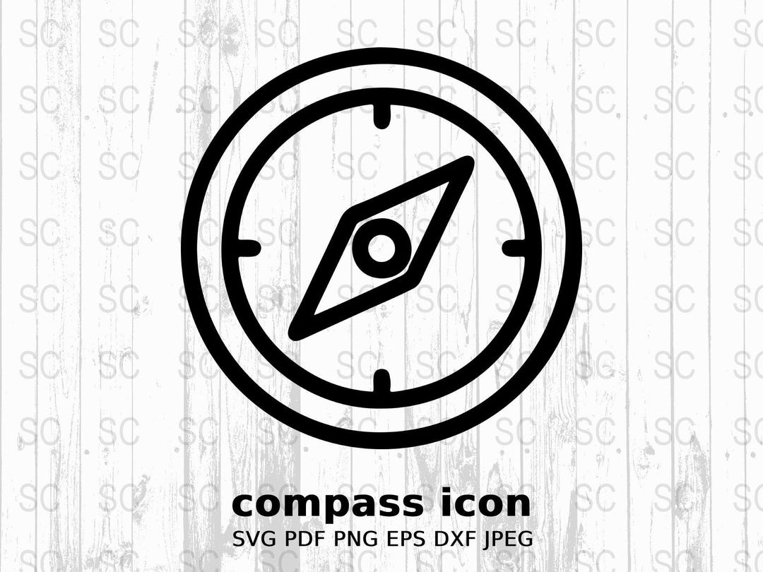 Compass Icon Silhouette SVG, Navigation Symbol Clipart, Direction ...