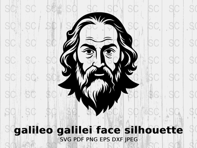 Galileo Galilei Face Silhouette SVG, Scientist Portrait Clipart ...
