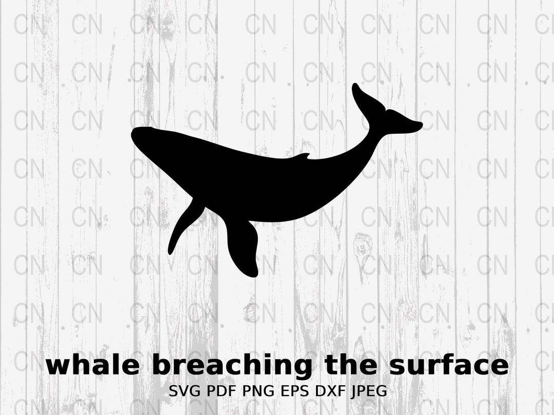 Whale Breaching the Surface Silhouette SVG, Ocean Creature Clipart ...