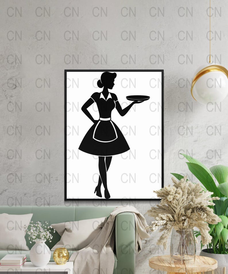 Waitress Silhouette, Waitress SVG, Service Worker Silhouette ...