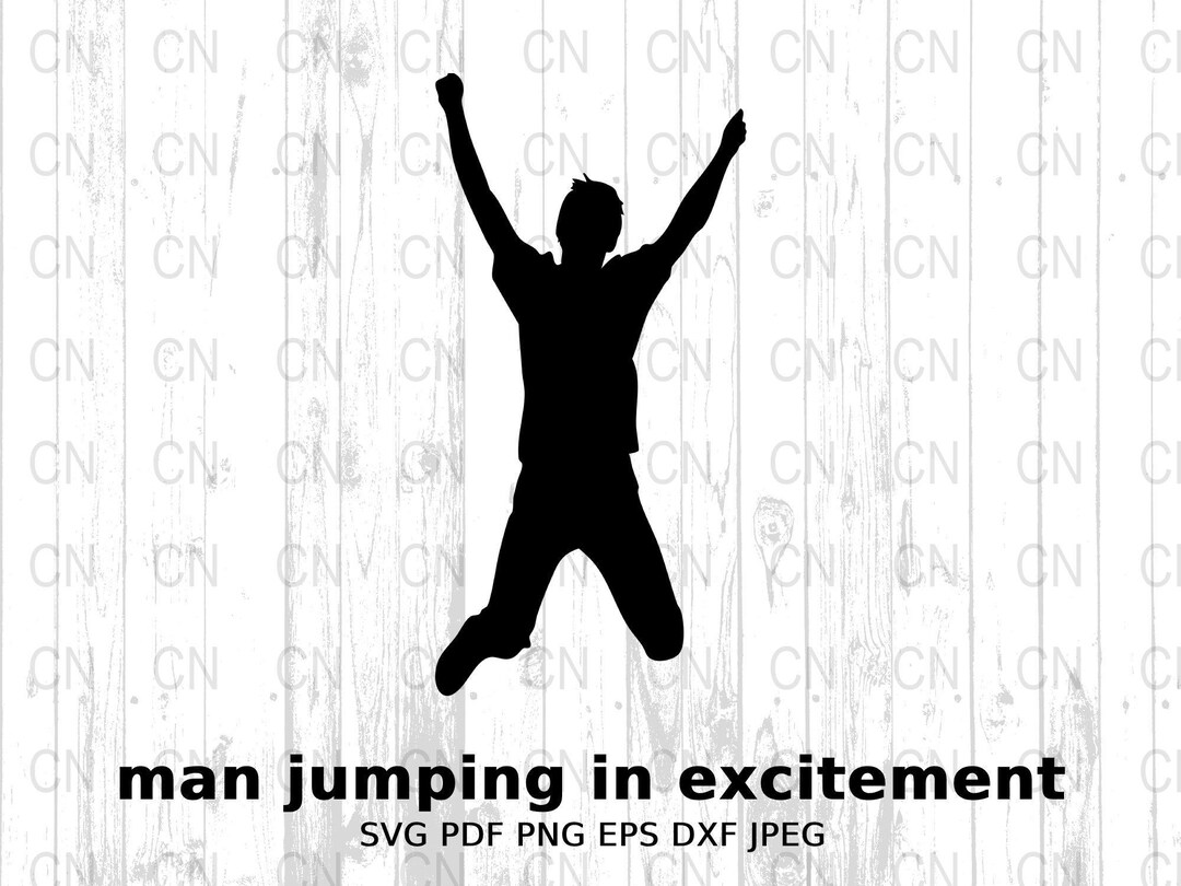 Man Jumping in Excitement Silhouette SVG, Joyful Celebration Clipart ...