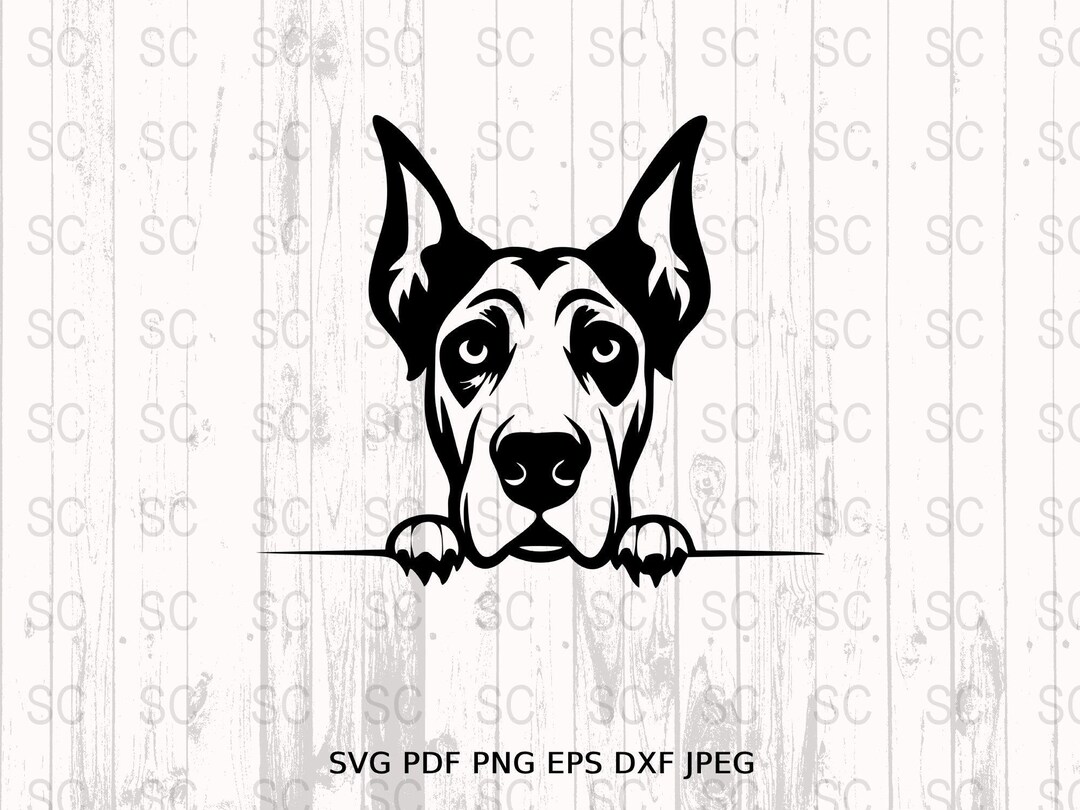 Peeking Great Dane SVG, Dog Clipart, Puppy Face Cut File, Great Dane ...