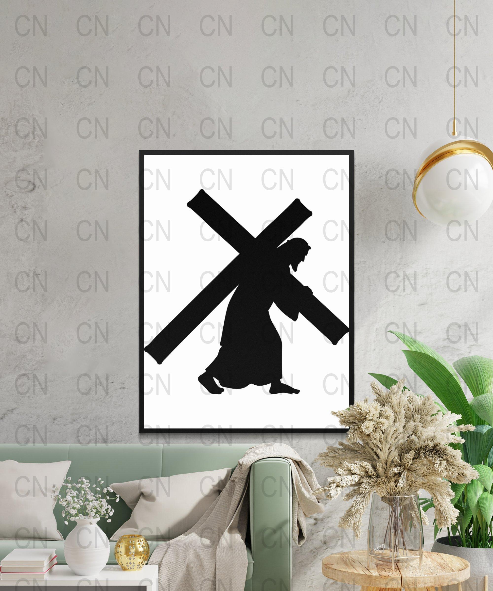 Jesus Carrying the Cross SVG, Religious Silhouette, Christian Clipart ...