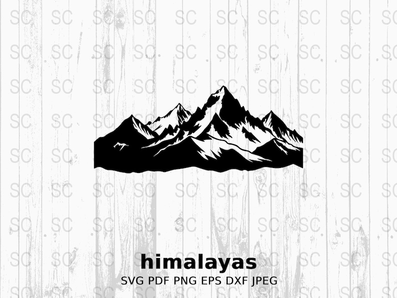 Himalayas Mountain Range Icon Silhouette SVG, Himalayan Peaks Clipart ...