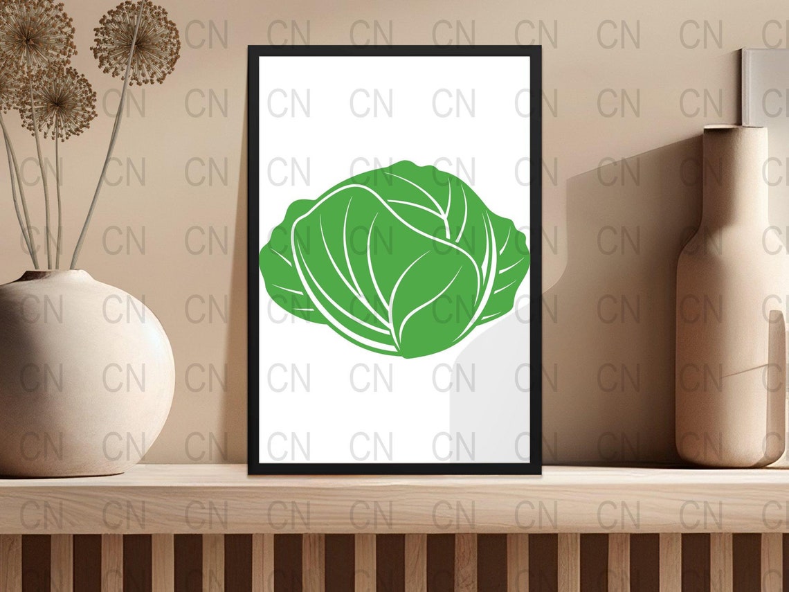 Cabbage Silhouette SVG, Vegetable Clipart, Farm Produce Vector, Healthy ...