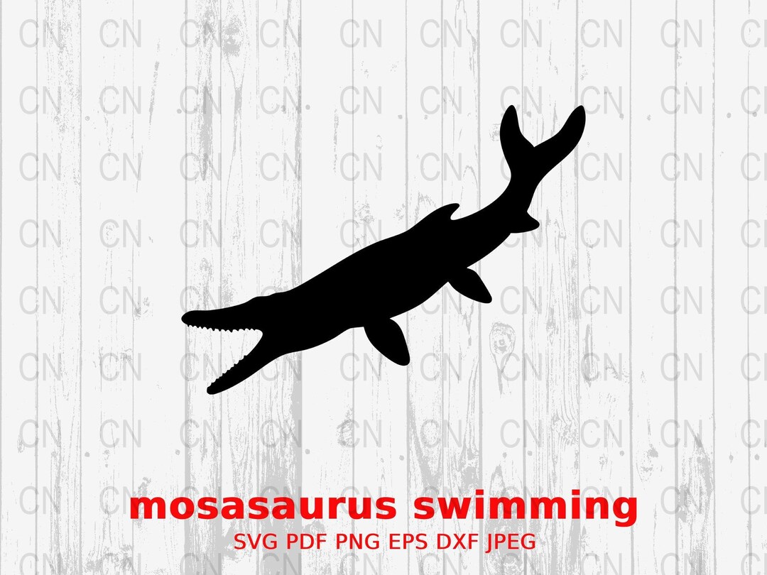 Mosasaurus Swimming Silhouette SVG, Prehistoric Sea Dinosaur Clipart ...