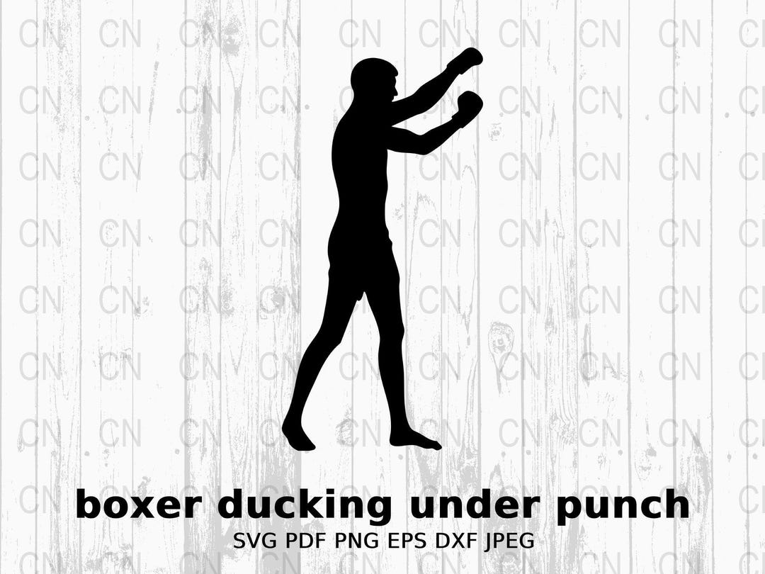 Boxer Ducking Under Punch Silhouette SVG, Defensive Boxing Clipart ...
