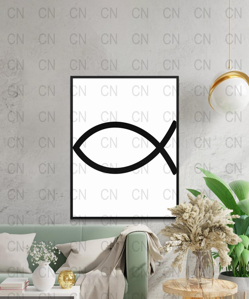 Silueta del símbolo del pez de Jesús SVG, clipart cristiano, vector ...
