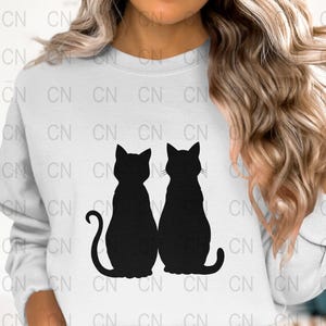 Two Cats Sitting Back SVG, Feline Silhouette, Cat Couple Clipart ...