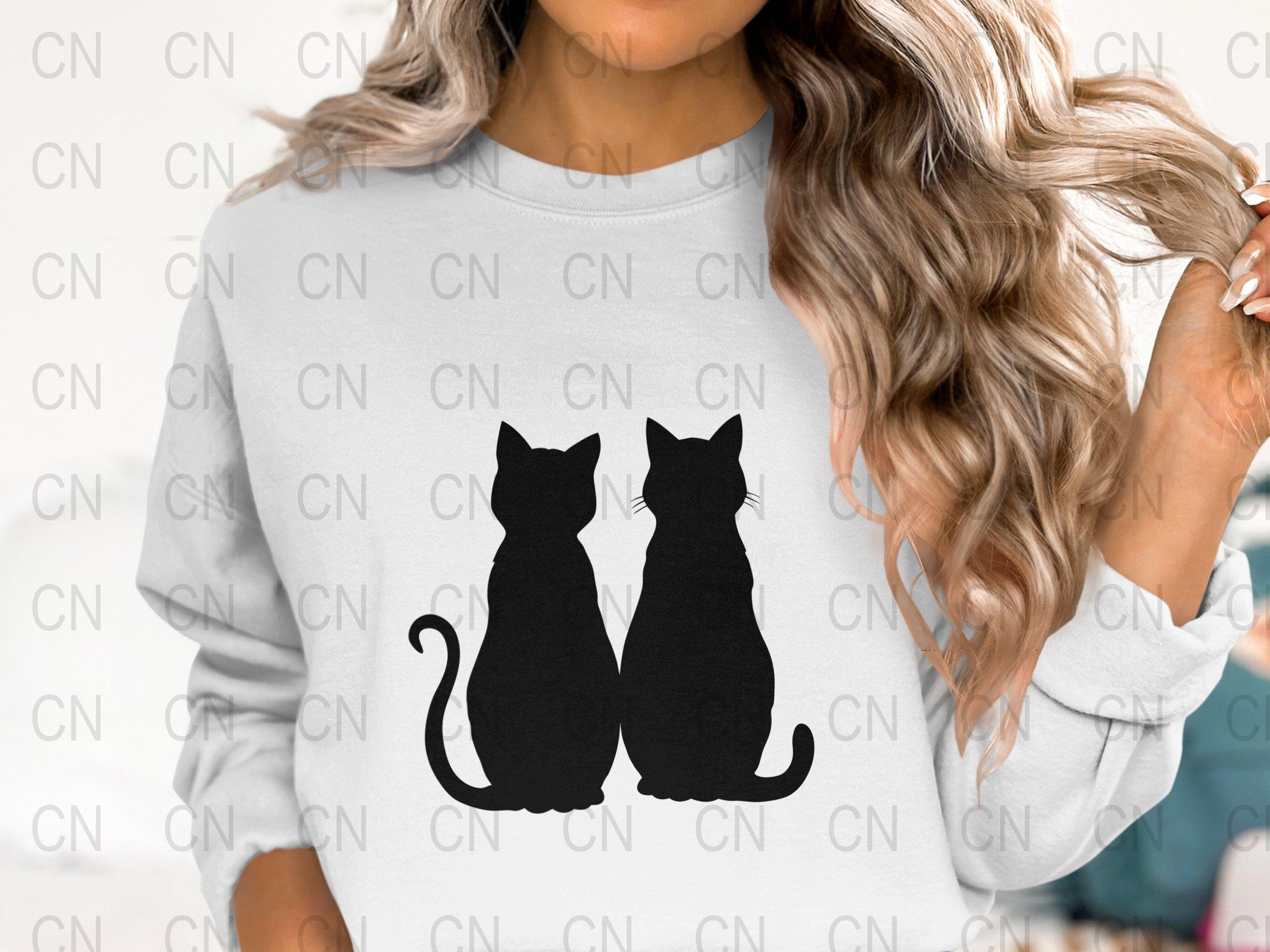 Two Cats Sitting Back SVG, Feline Silhouette, Cat Couple Clipart ...