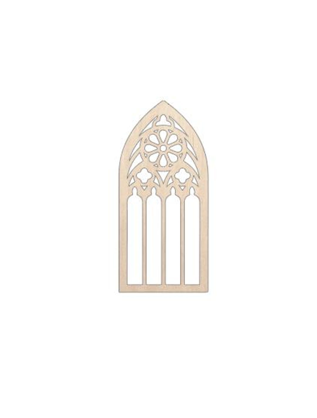 Wooden Cathedral Window Cutout Blank, Unfinished Wood Gothic Window ...