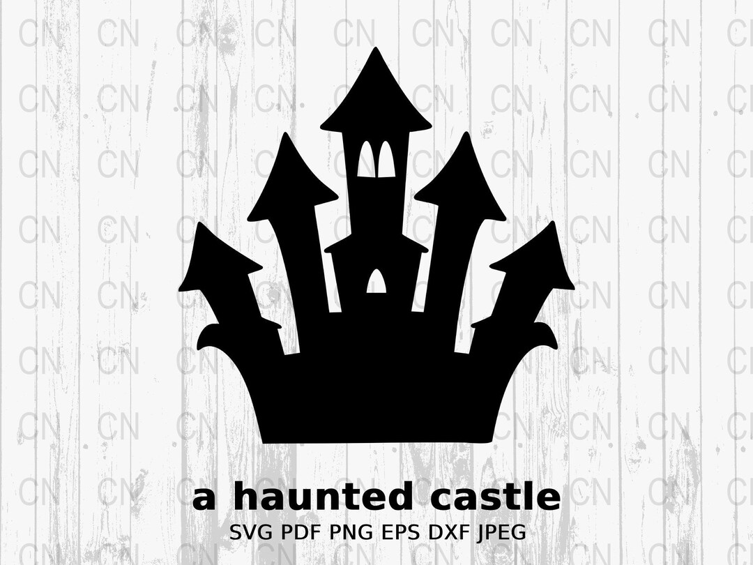 Haunted Castle Silhouette SVG, Halloween Clipart, Spooky Castle Vector ...