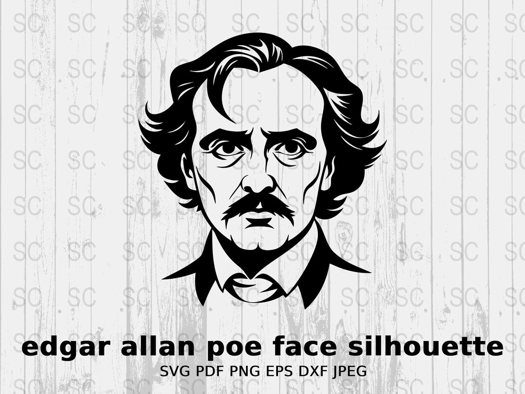 Edgar Allan Poe Face Silhouette SVG, Writer Portrait Clipart, Literary ...