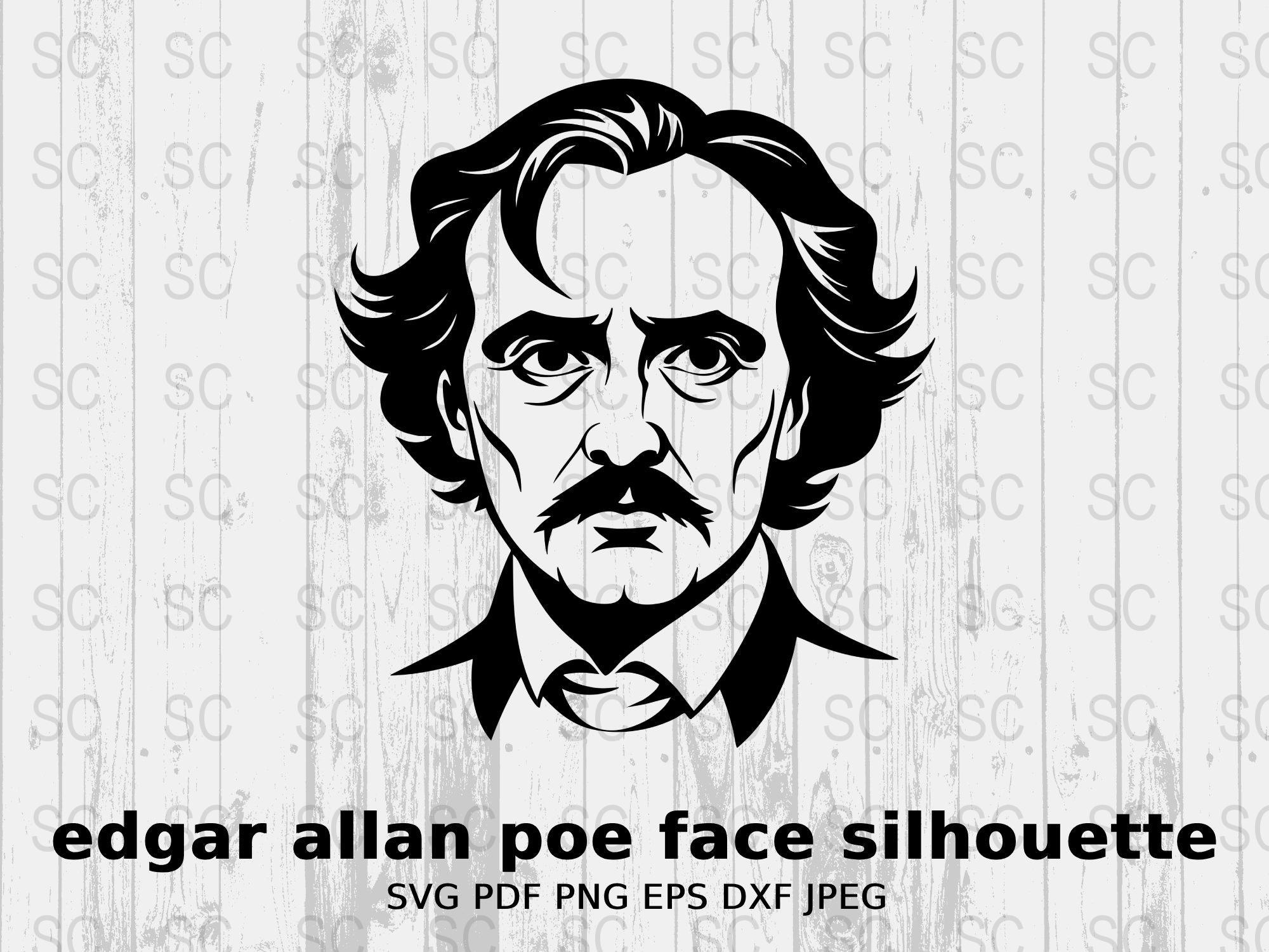 Edgar Allan Poe Face Silhouette SVG, Writer Portrait Clipart, Literary ...