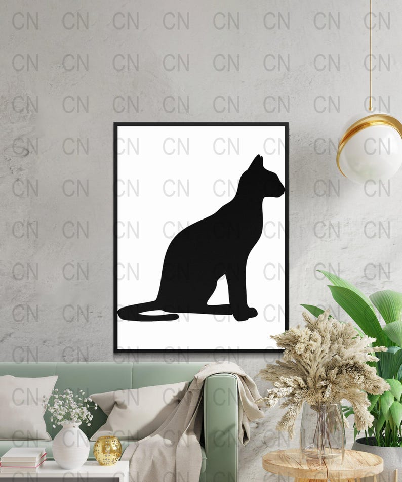 Egyptian Bastet Cat Silhouette SVG, Sitting Cat Clipart, Ancient ...