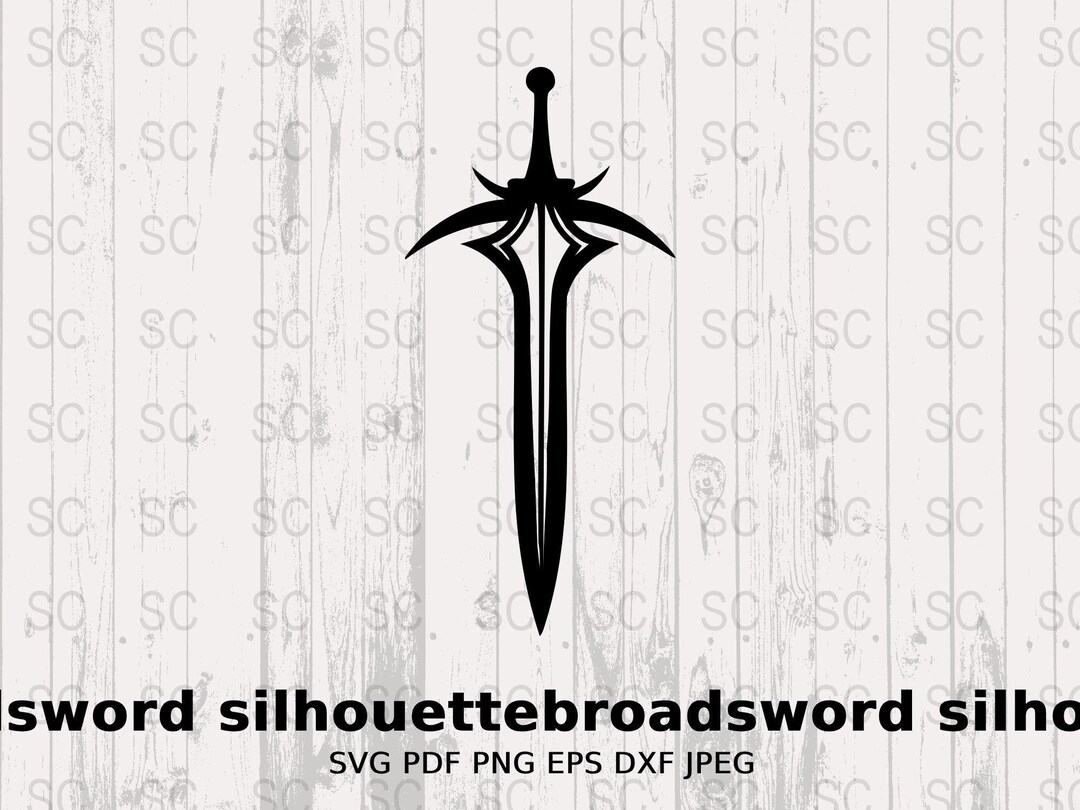 Broadsword Silhouette SVG, Sword Icon Clipart, Medieval Weapon Cut File ...
