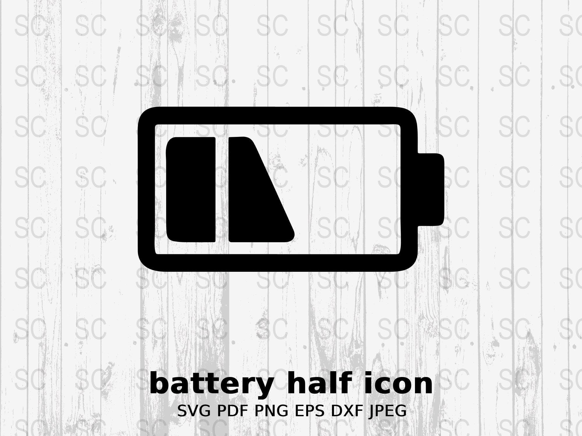 Battery Half Icon SVG, Power Icon Clipart, Battery Level Icon Cut File ...