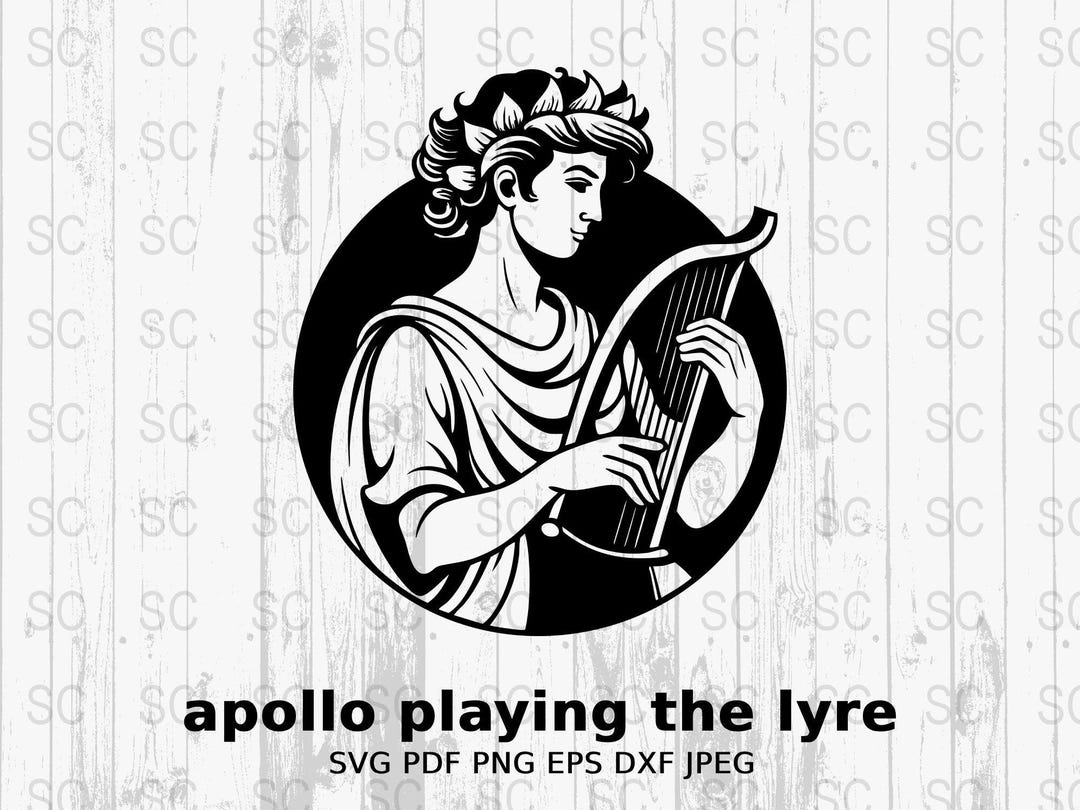 Apollo Playing the Lyre Silhouette SVG, Greek God Clipart, Mythology ...