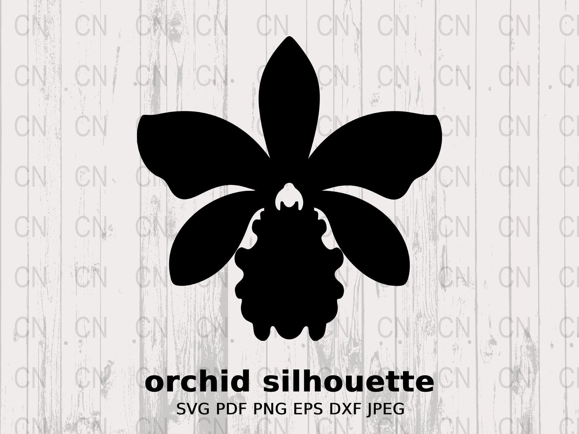 Orchid Silhouette, Orchid Flower SVG, Floral Silhouette, Nature Clipart ...