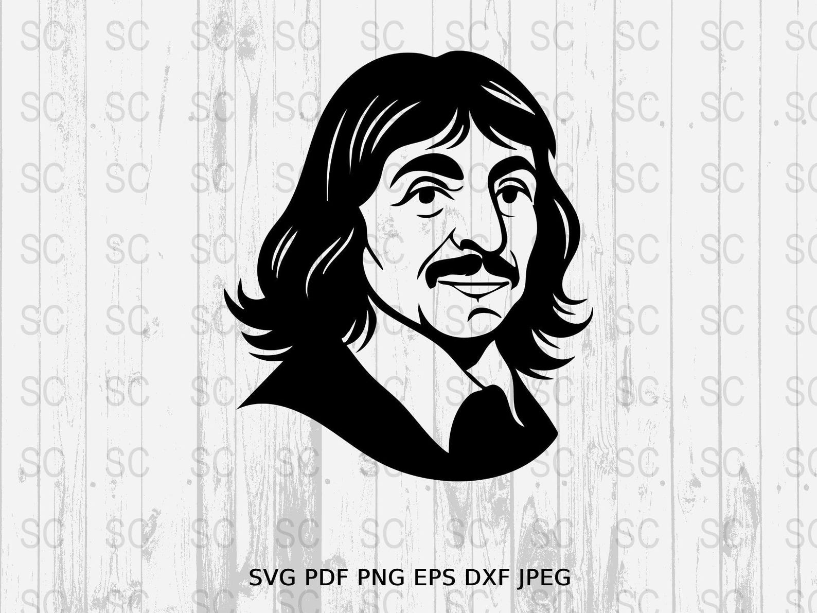 René Descartes Silhouette SVG, Philosopher Clipart, Enlightenment ...