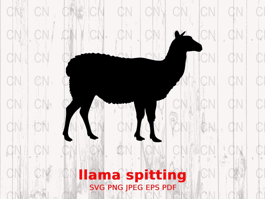 Llama Spitting Silhouette SVG, Funny Animal Clipart, Wildlife Vector ...
