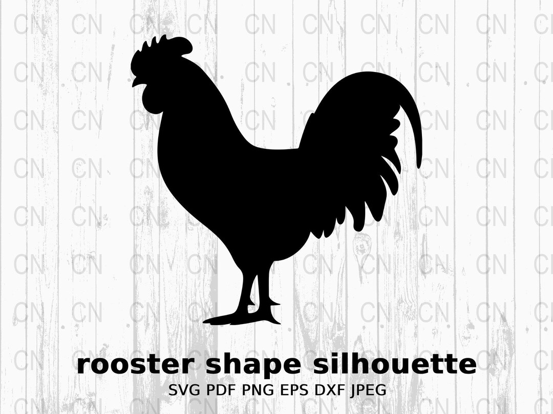 Rooster Shape Silhouette SVG, Farm Animal Clipart, Rooster Vector ...