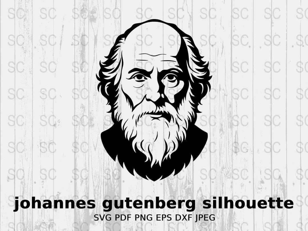 Johannes Gutenberg Silhouette SVG, Erfinder Symbol Clipart, Druckpresse ...