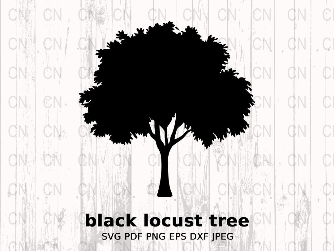 Black Locust Tree Silhouette SVG, Hardwood Tree Clipart, Nature Vector ...