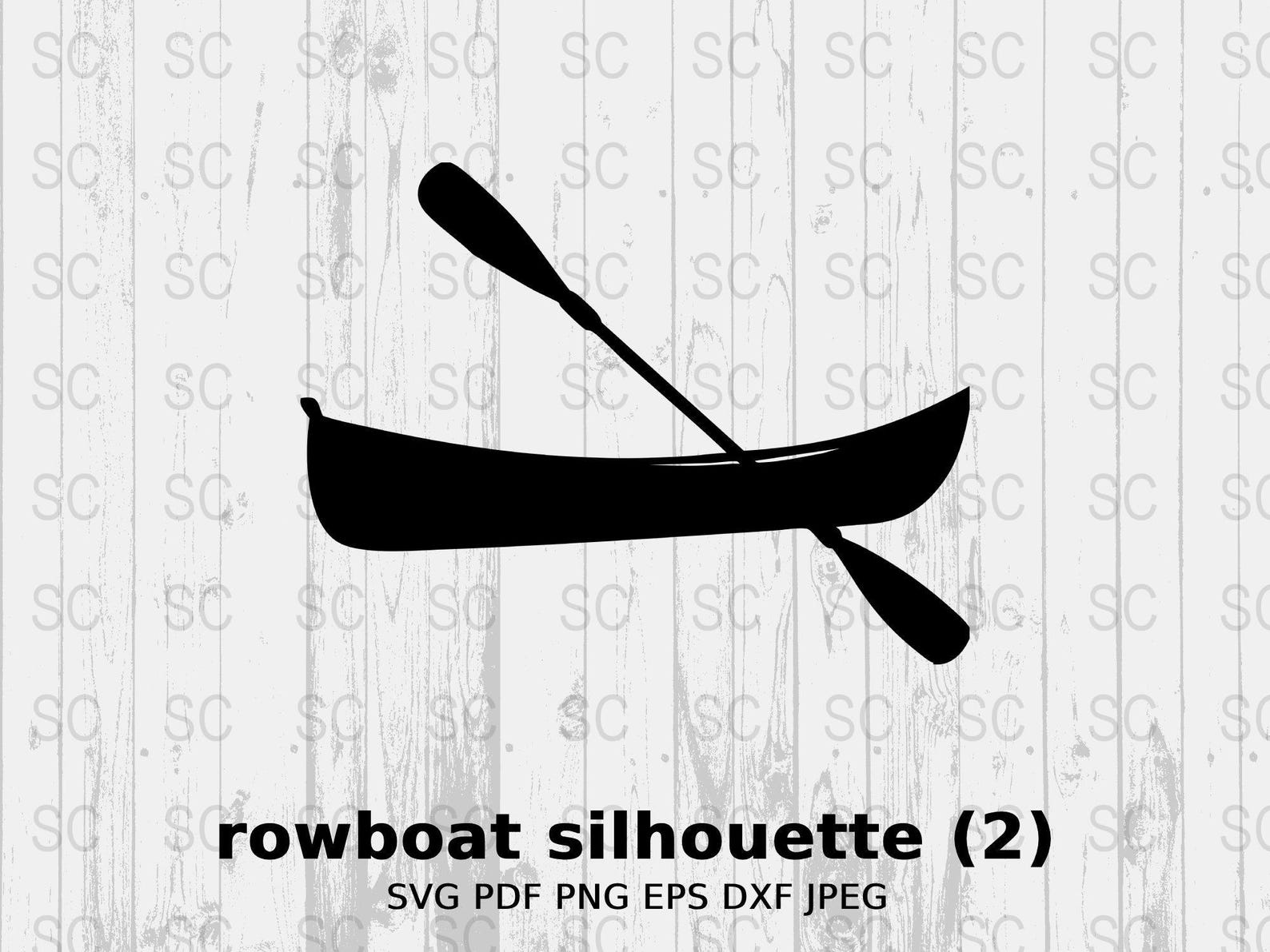Rowboat Silhouette SVG, Small Boat Clipart, Watercraft Vector, Rowing ...